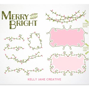 Pastel Christmas Lights Clipart Includes Strands in White and in Green ...