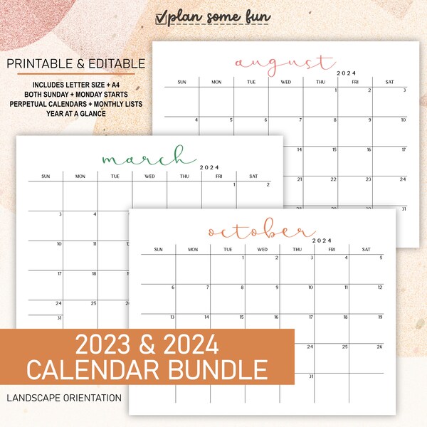 Printable Calendar - Etsy