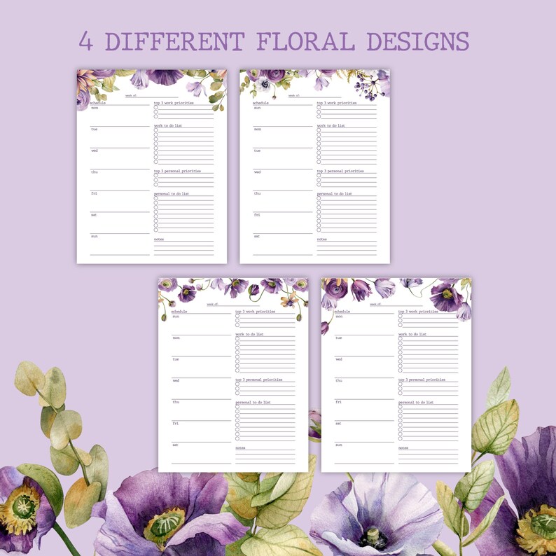 Fillable Weekly Planner Printable: Undated Work Schedule, A4 A5 Letter ...