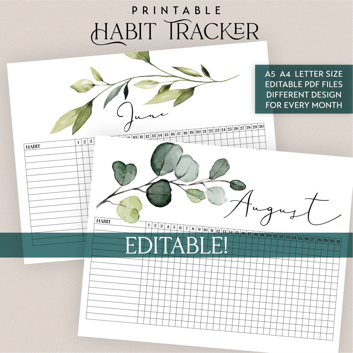 Printable Daily Habit Tracker Bundle includes 12 Designs 1 | Etsy