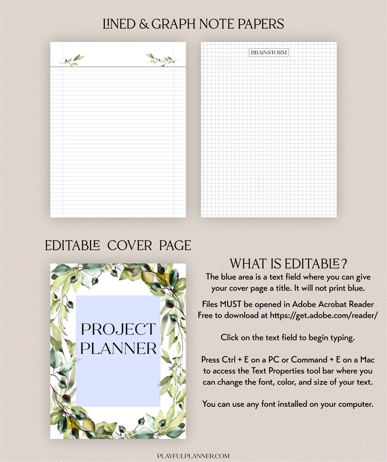 Project & Work at Home Planner Printable Productivity | Etsy