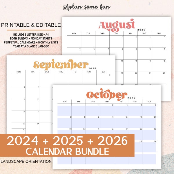 2024 2026 Landscape Calendar - Etsy
