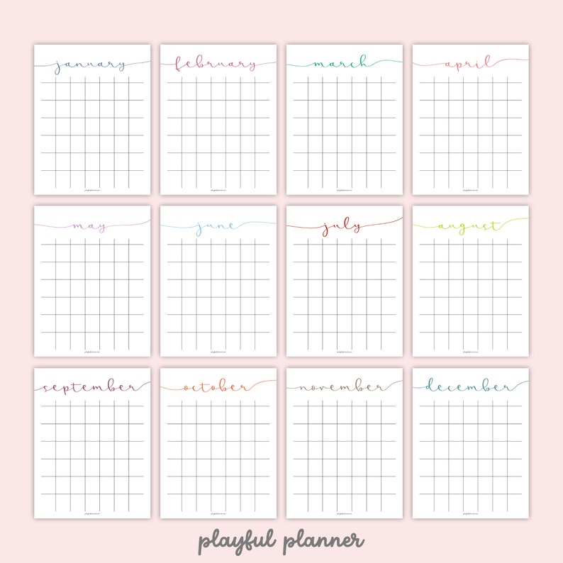 Undated Blank Monthly Calendar Editable Printable in Sizes - Etsy