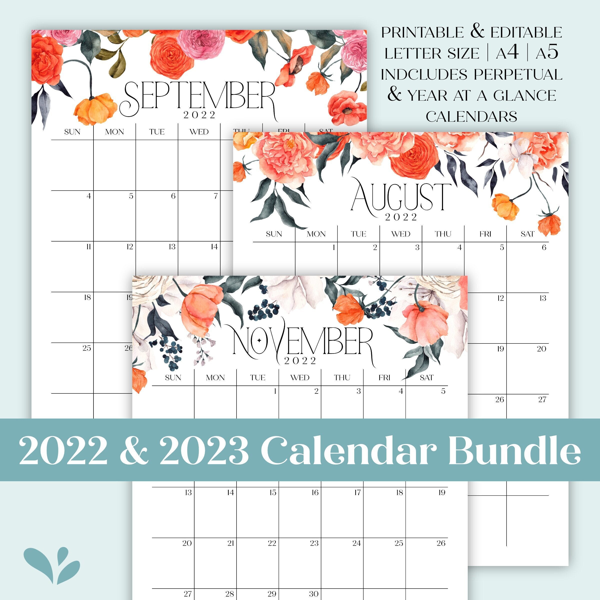 Cute Printable 2022 Yearly Calendar
