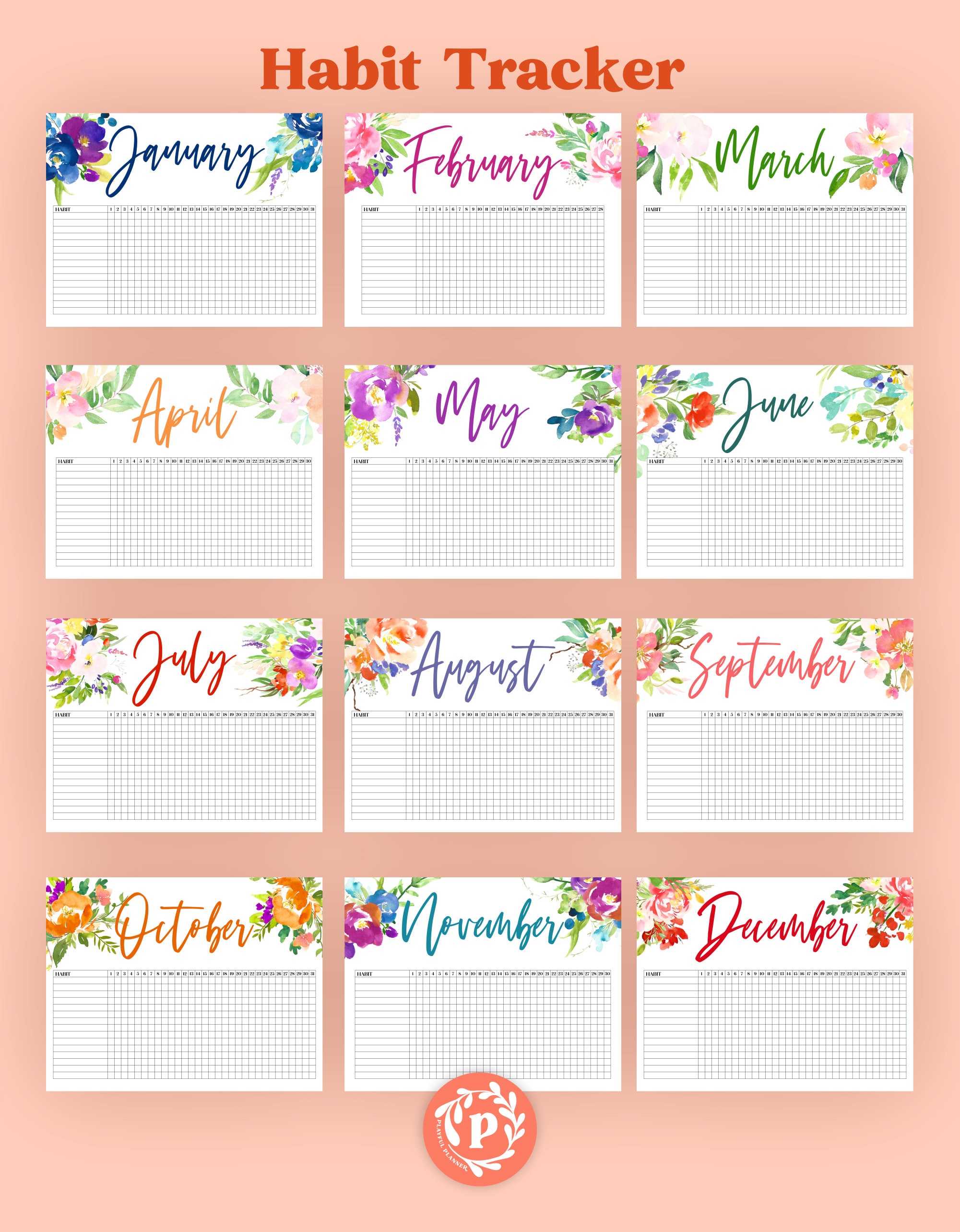 Daily / Monthly Habit Tracker Printable Editable Bundle - Etsy