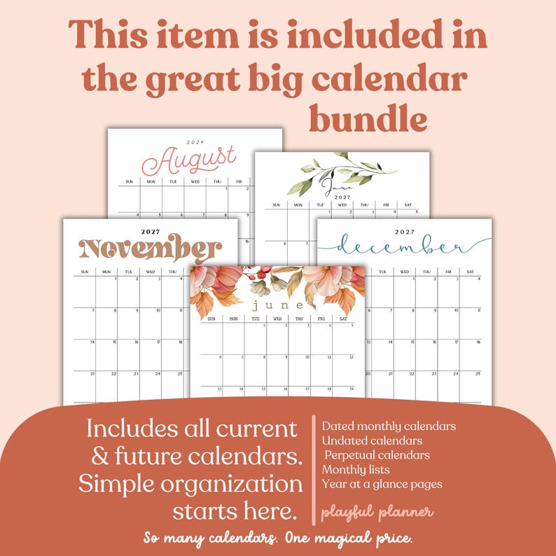 2026 2027 Calendar Bundle: Printable Monthly & Perpetual Calendars (a4 ...