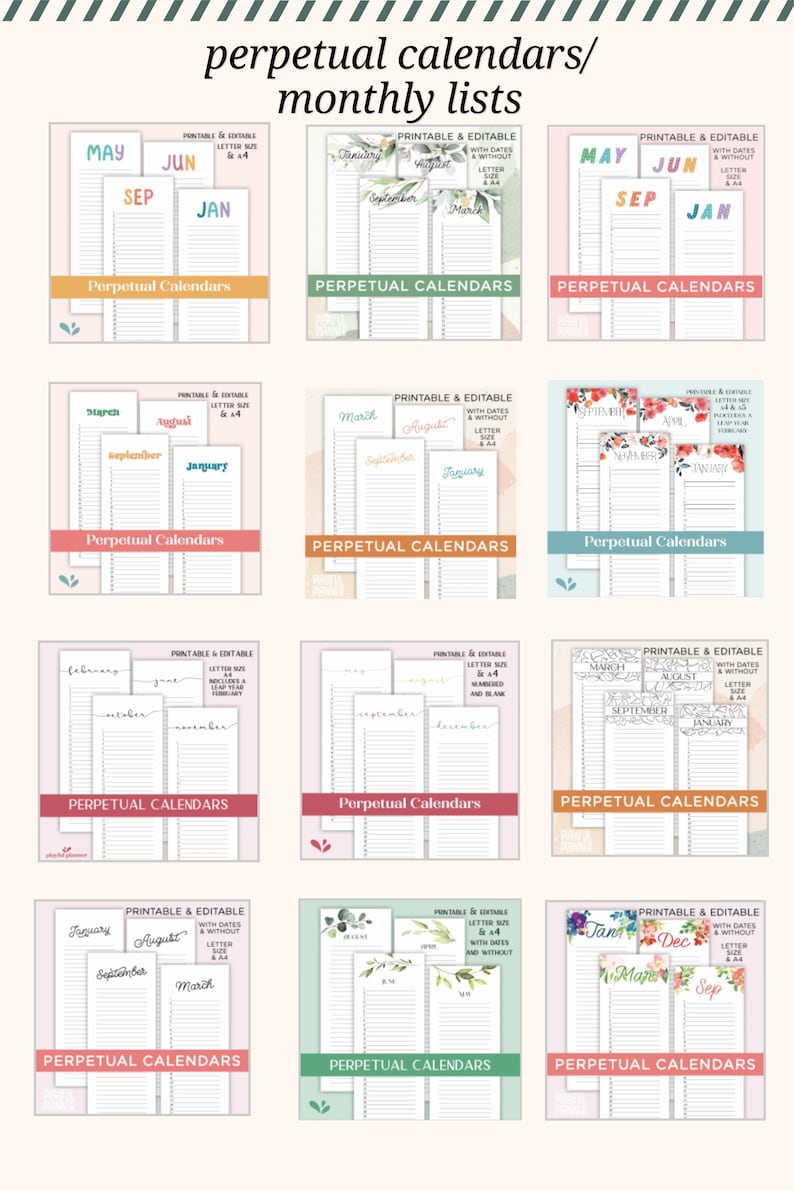 2025 - 2027 Calendar Lifetime Bundle| Printable and Editable Portrait ...