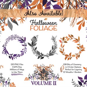 Halloween Leaf Clip Art | Fall Wreath | Vector Foliage | Halloween ...