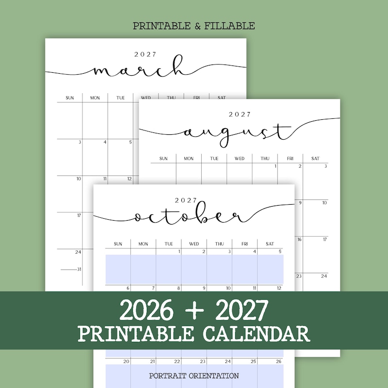 26 27 Monthly Planner - Etsy