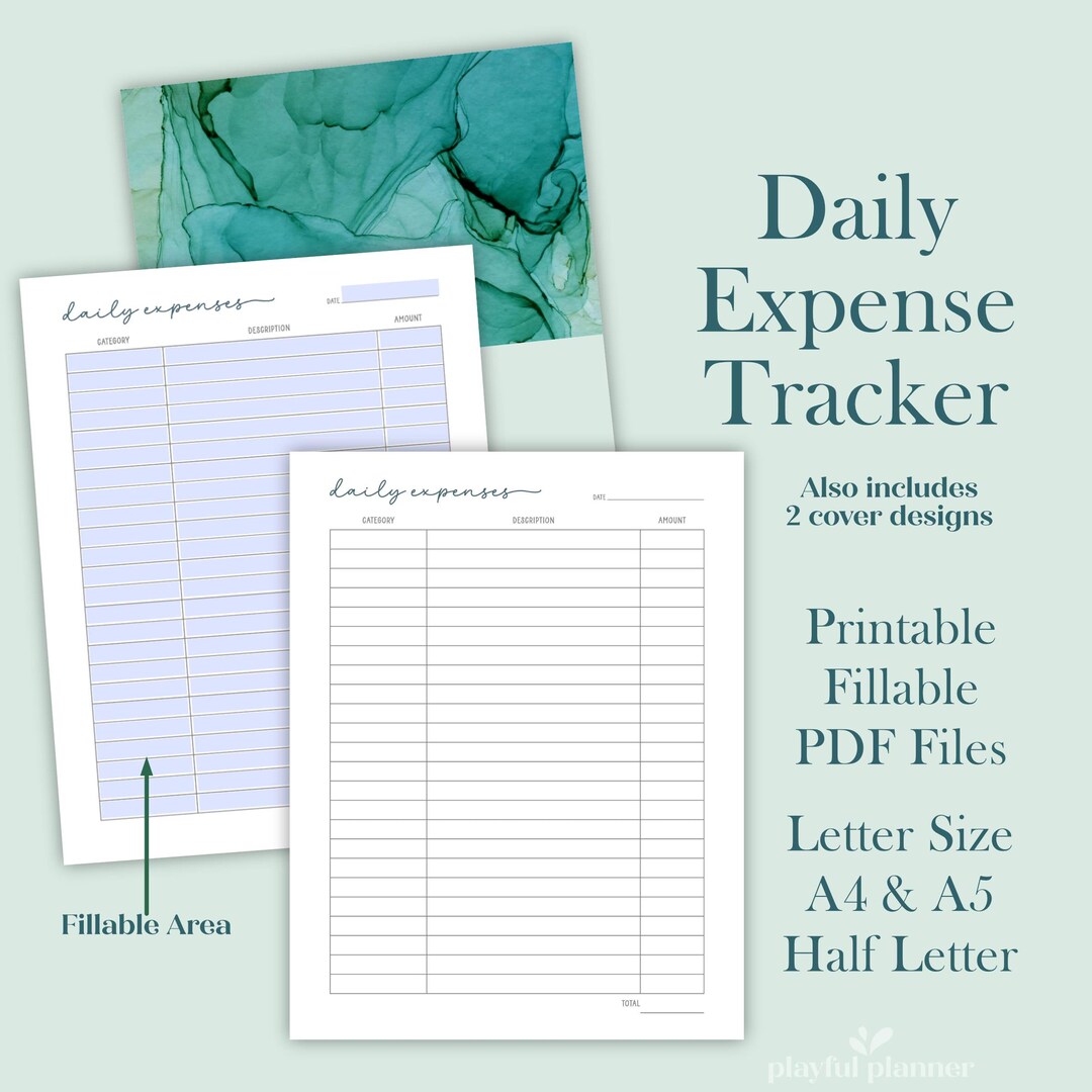 Printable Daily Expense Tracker: Fillable PDF, A4 A5 Letter Size - Etsy
