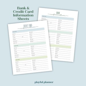 Printable Credit Card Information & Bank Account Tracker Fillable PDF ...