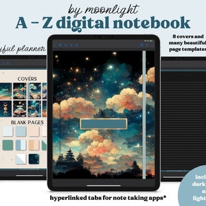 A to Z Alphabet Digital Notebook With Hyperlinked Tabs, Lined Pages, 8 ...