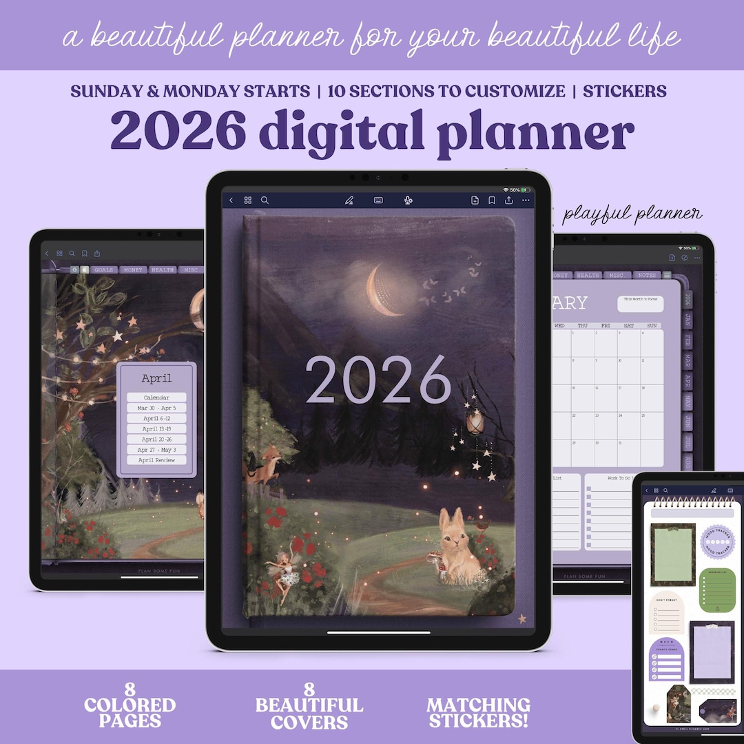 2026 Digital Planner Goodnotes Dated Planner Sidecar Sticker Notebook ...