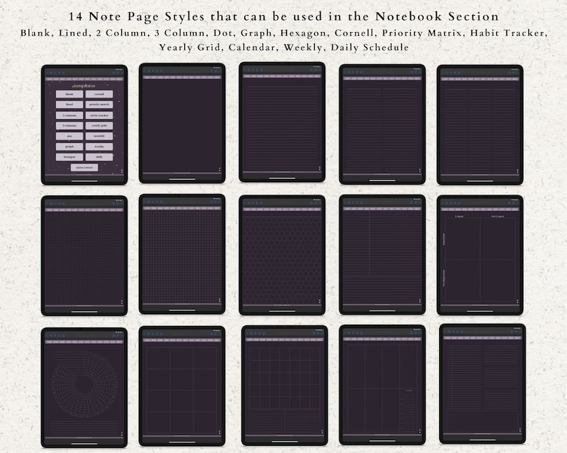 Dark Mode Digital Daily Journal: Hyperlinked Planner With Stickers (PDF ...