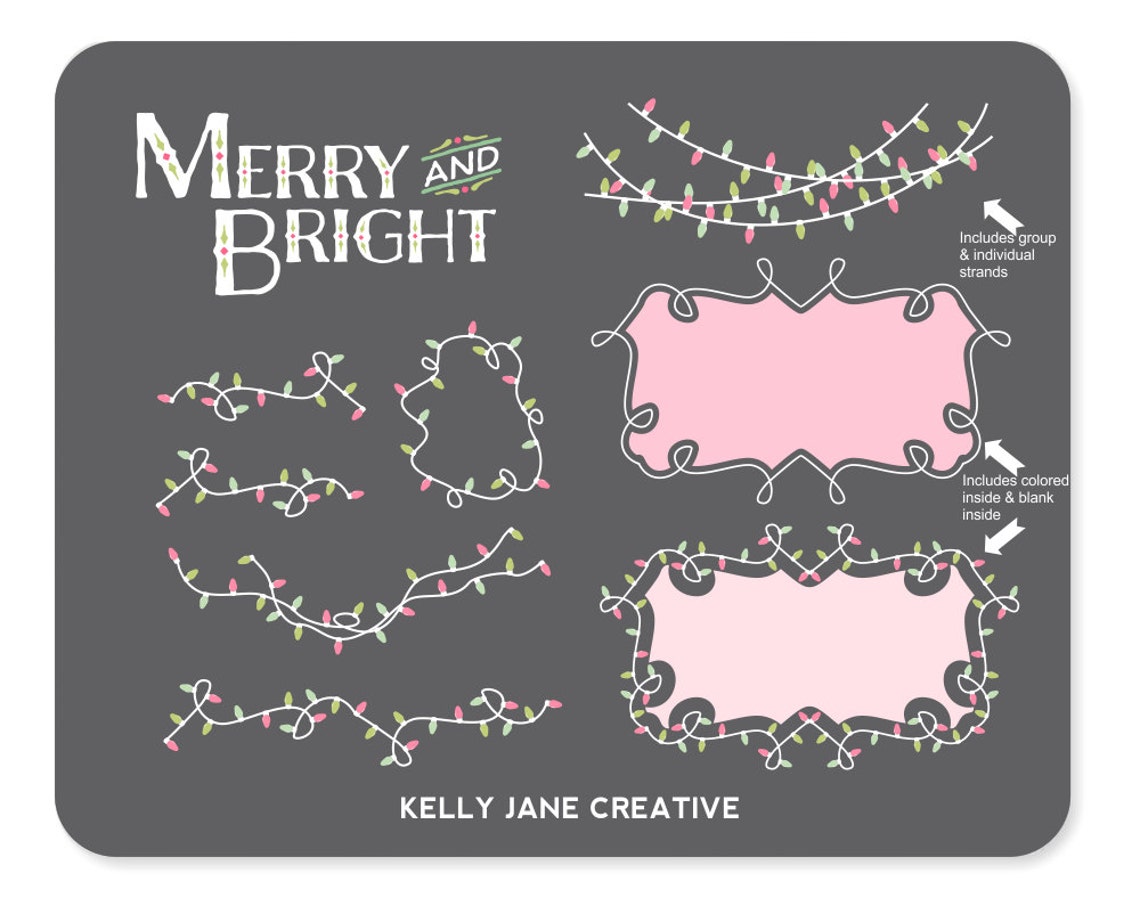 Pastel Christmas Lights Clipart Includes Strands in White and | Etsy