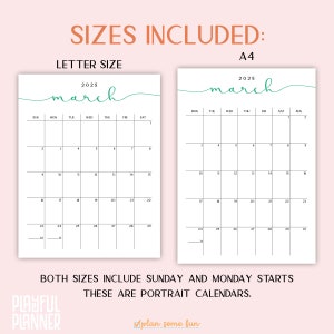 2025 2026 Calendar Bundle | Printable Editable Portrait Monthly ...