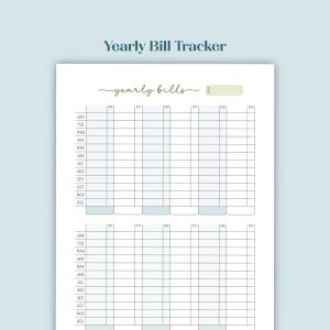Printable Yearly Bill Tracker Fillable PDF Expense Worksheet Each Month ...