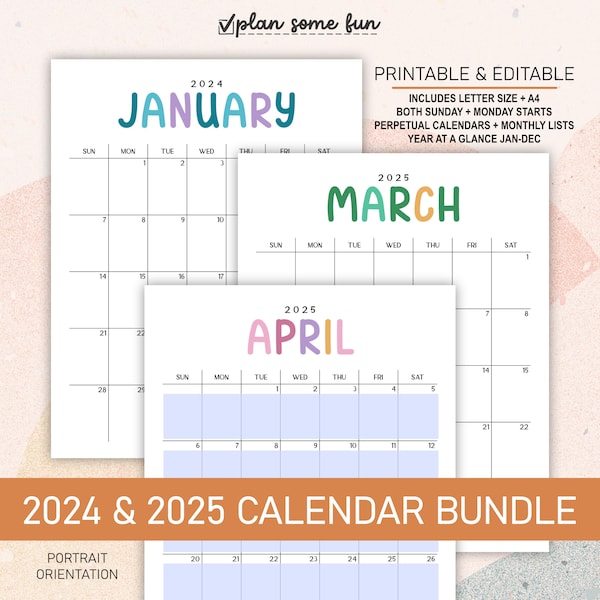 2023 2024 Printable School Calendar Year At A Glance Etsy