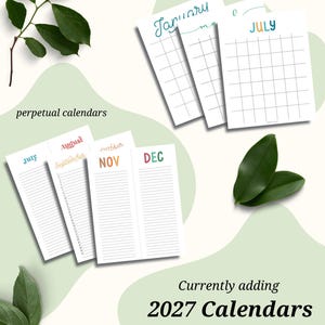 2025 Printable Calendar Bundle With Lifetime Updates | Portrait and ...