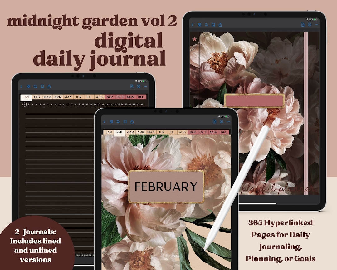 Daily Digital Journal With 365 Hyperlinked Dark Mode Pages Includes a ...
