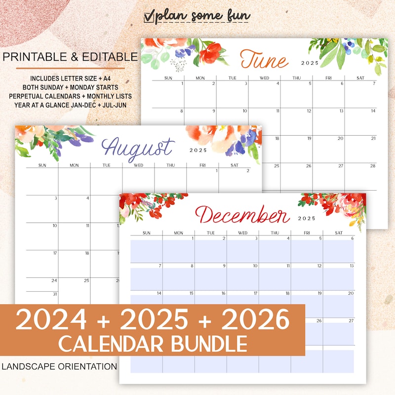Editable Calendar - Etsy