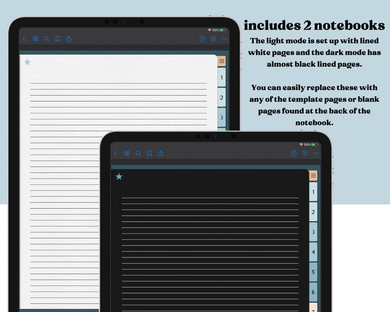 12-tab Digital Notebook: Moonlight Covers, Hyperlinked (PDF) - Etsy