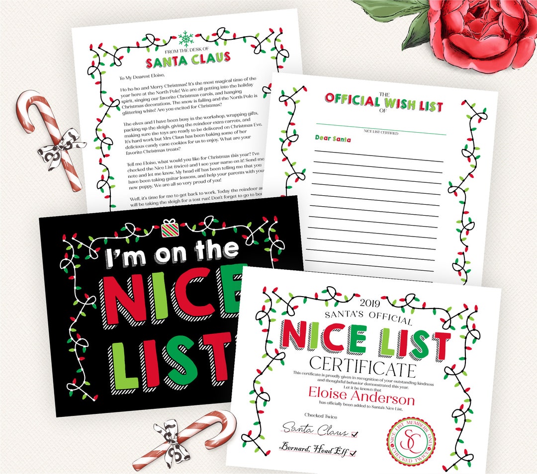 Letter From Santa Bundleincluding Nice List Certificate and Sign ...