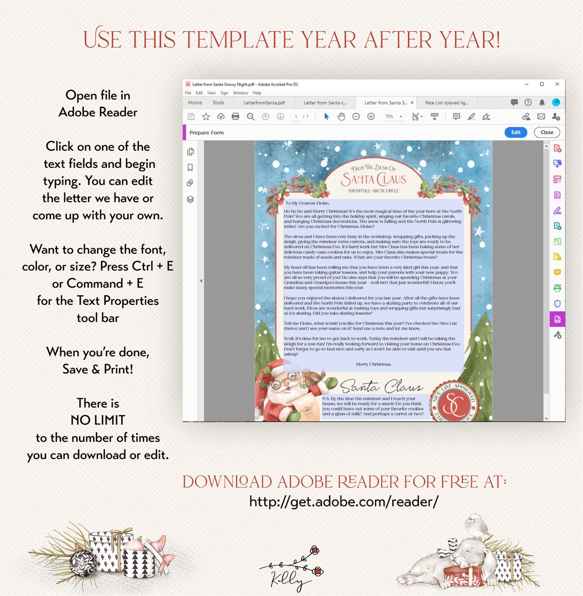 Editable Letter From Santa Claus PDF Printable & Blank JPG - Etsy