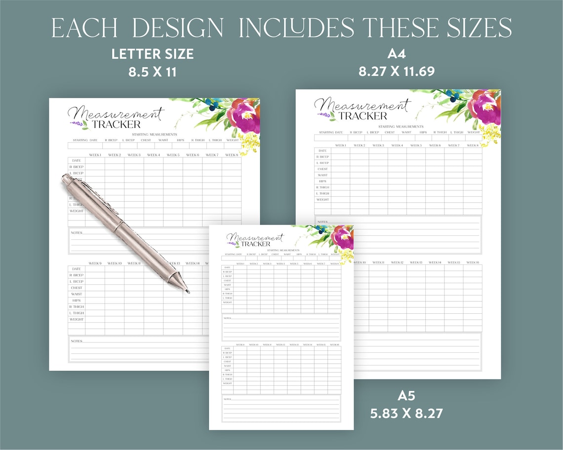 Weight / Measurements Tracker Printable Planner Insert - Etsy