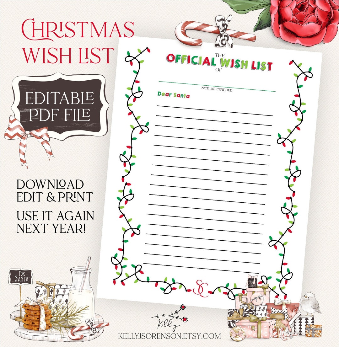 EDITABLE Wish List Letter to Santa Printable Download - Etsy