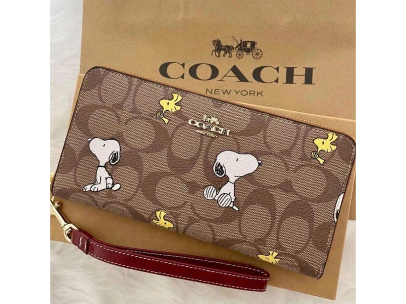 Coach X Peanuts Wallet Gift Set | Snoopy Woodstock Khaki Signature - Etsy