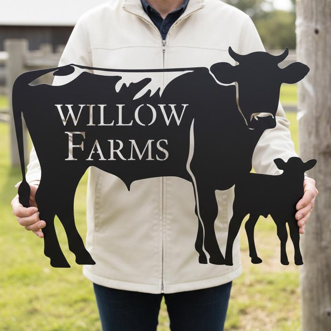 Personalized Cow Farm Sign,metal Farmhouse Wall Decor Art,country Home ...