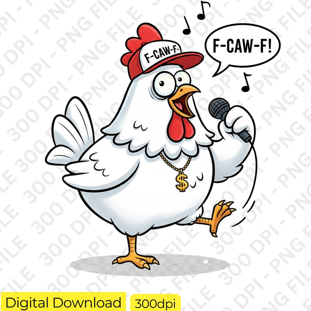 Funny Rap Chicken PNG: Hip Hop Farm Animal Clipart (digital Download ...