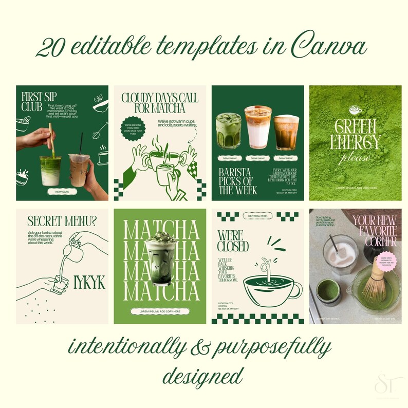 Matcha Cafe Mockups, Matcha Cafe Branding Kit, Coffee Cafe Tea Canva ...