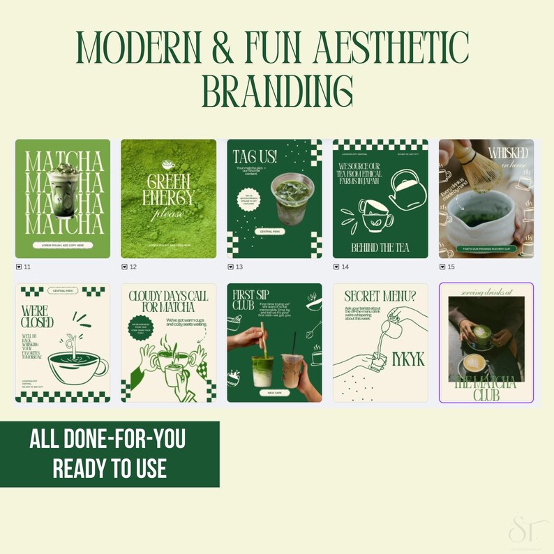 Matcha Cafe Mockups, Matcha Cafe Branding Kit, Coffee Cafe Tea Canva ...