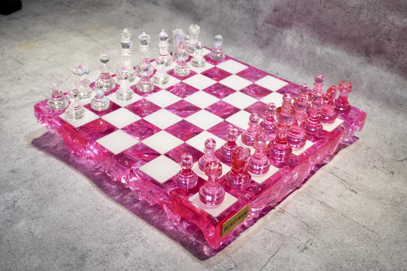 Rose Crystal Resin Chess Set: Handmade Luxury Home Decor , Unique ...