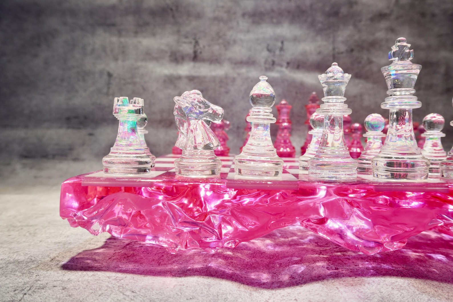 Rose Crystal Resin Chess Set: Handmade Luxury Home Decor , Unique ...