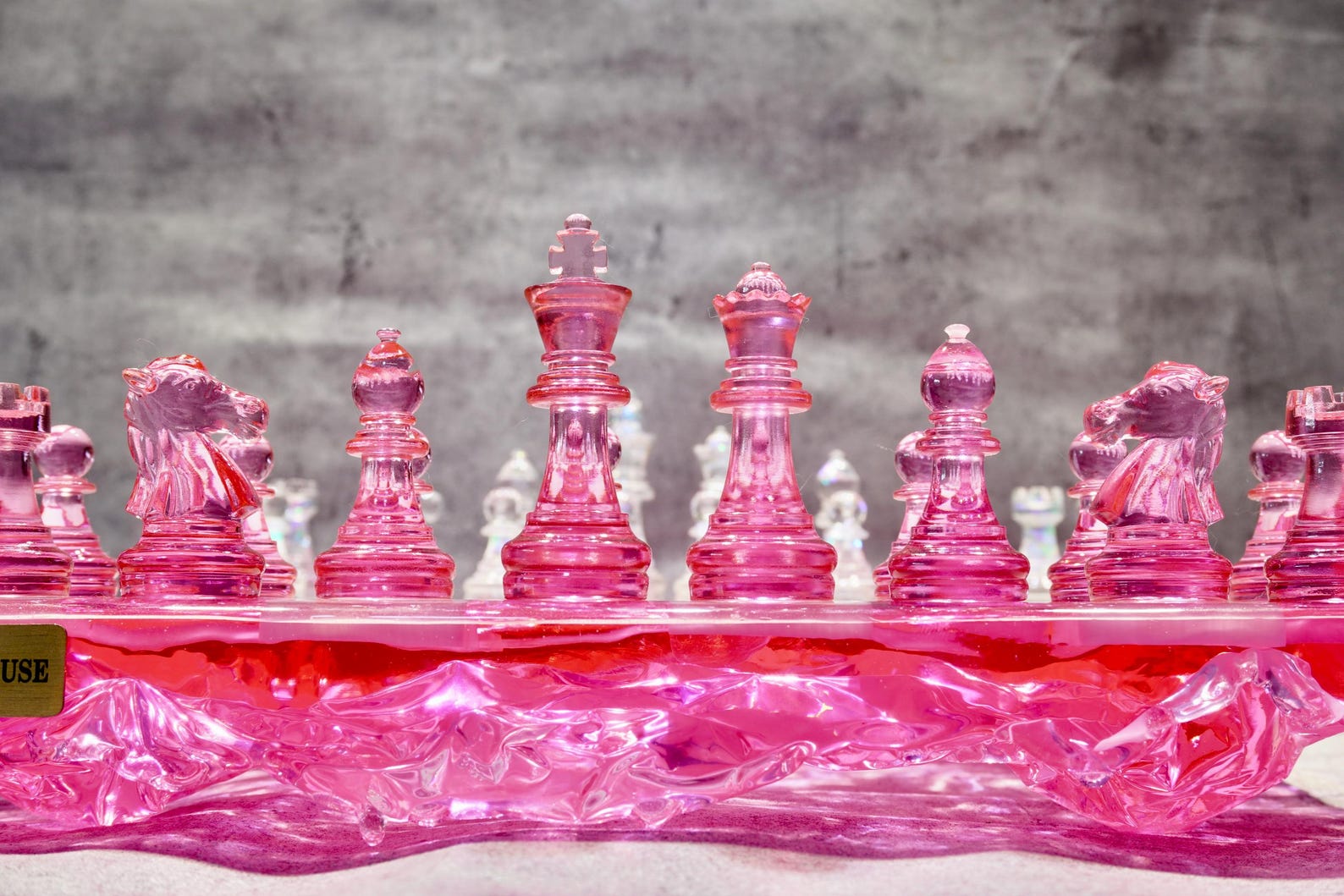 Rose Crystal Resin Chess Set: Handmade Luxury Home Decor , Unique ...