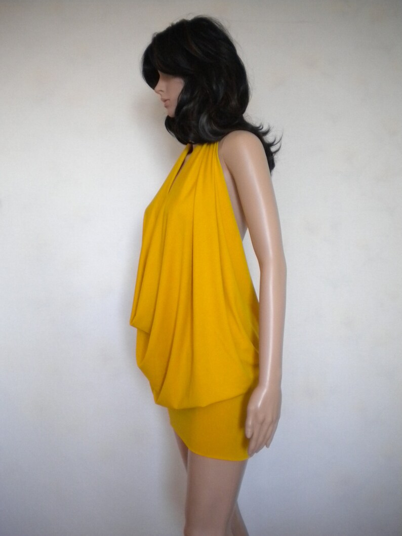 Backless Drape Halter Top, Sexy Mini Dress, Prom Evening Party Dress ...