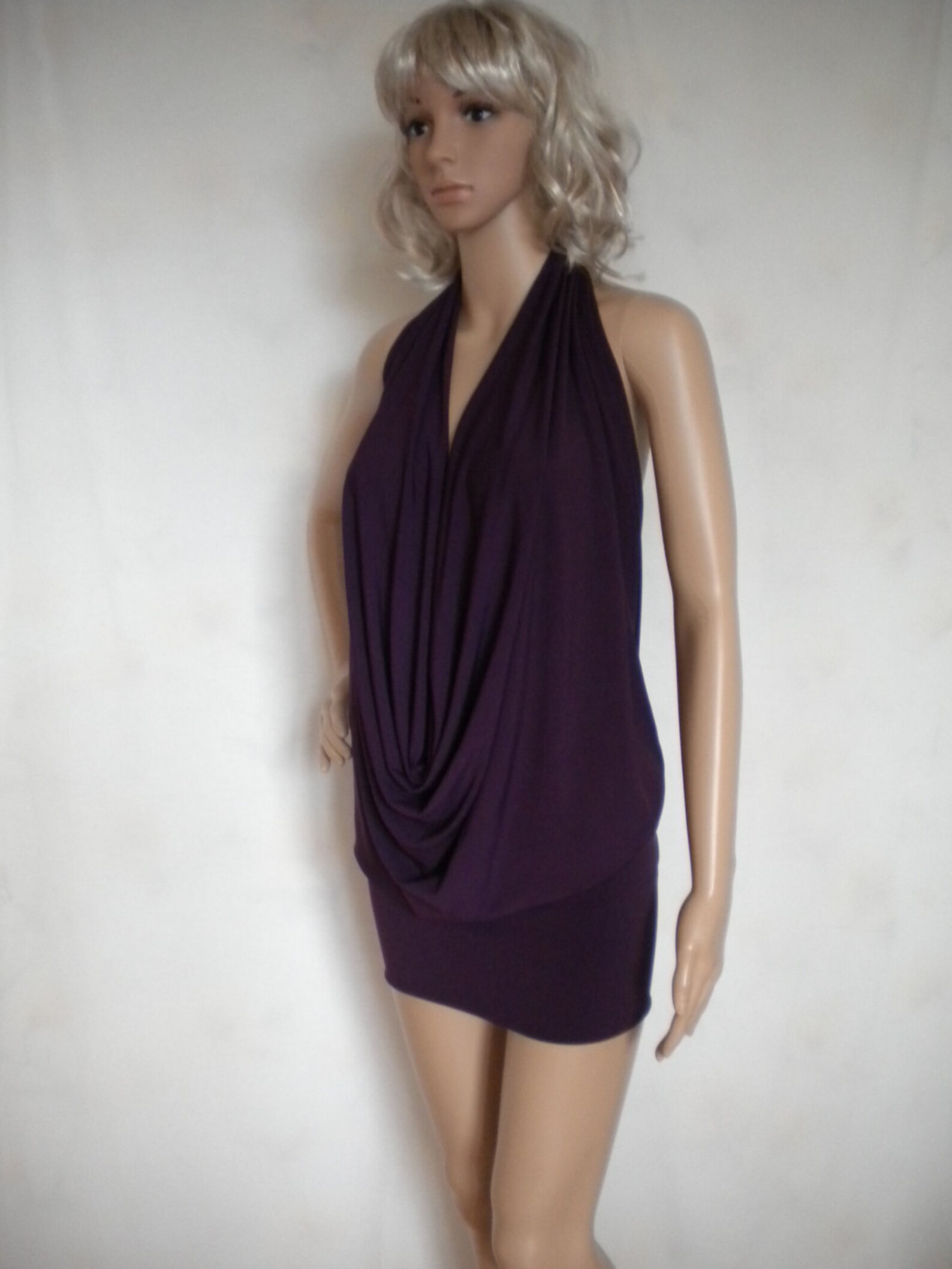 Backless drape halter top sexy mini dress backless drape | Etsy