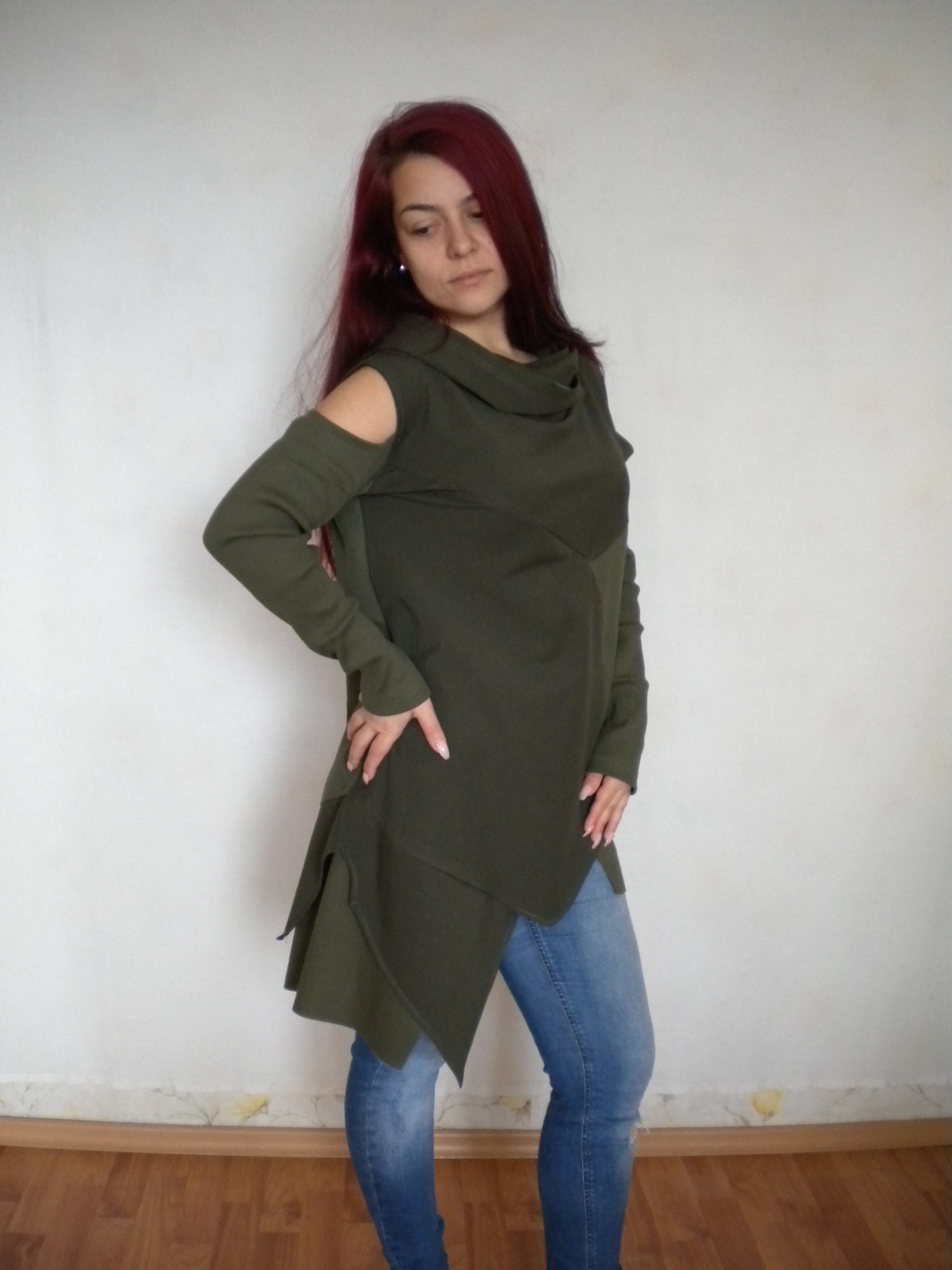 SALE 30% off Hooded Sweater Tunic Dress, Pixie Asymmetric SALE 30% off Hooded Sweater Tunic Dress, Pixie Asymmetric