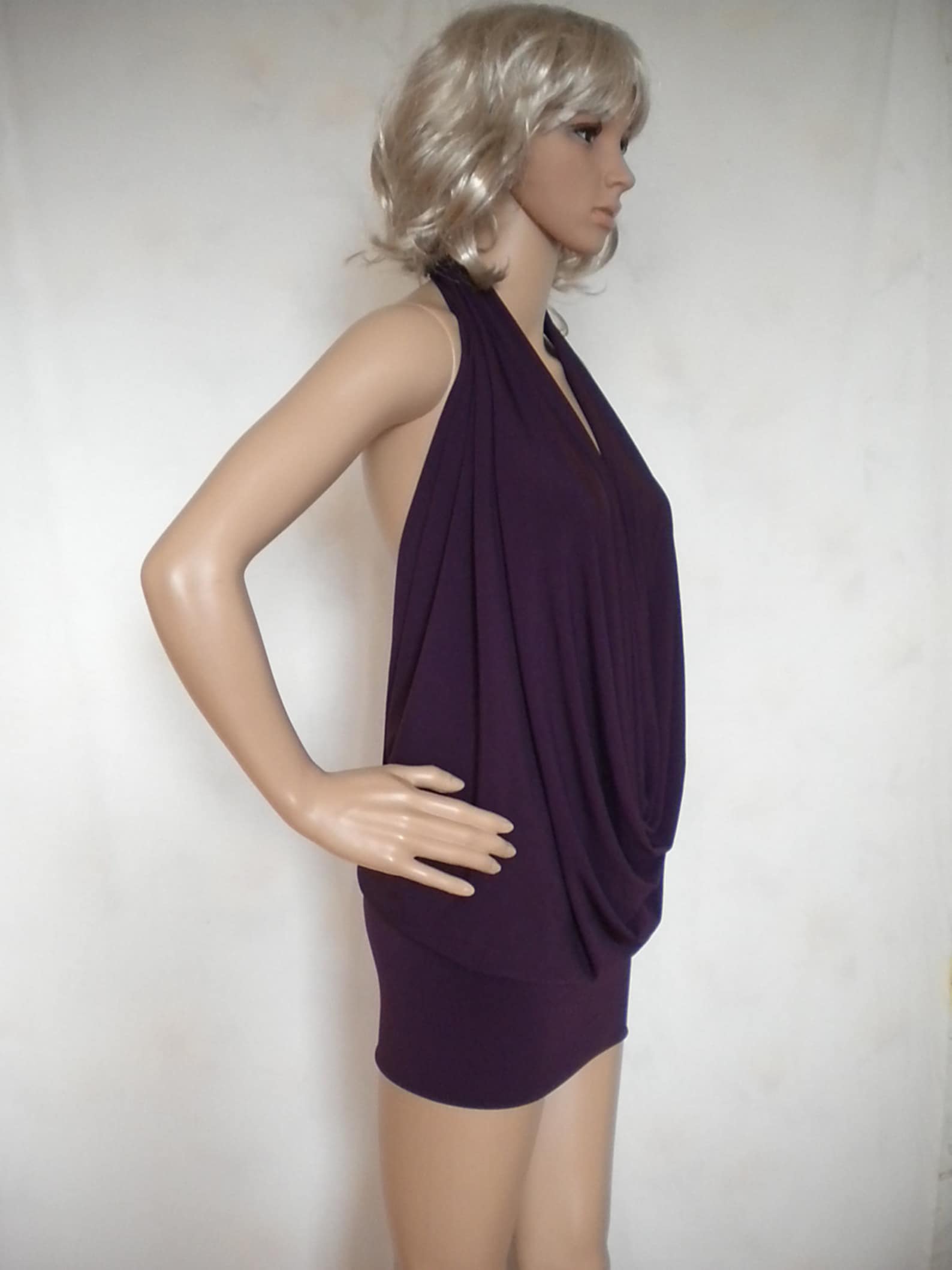 Backless Drape Halter Top, Sexy Mini Dress, Backless Drape Mini Dress ...