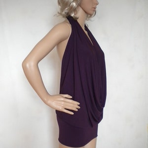 Backless Drape Halter Top, Sexy Mini Dress, Halter Mini Dress, Cold ...