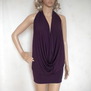 Backless Drape Halter Top, Sexy Mini Dress, Halter Mini Dress, Cold ...