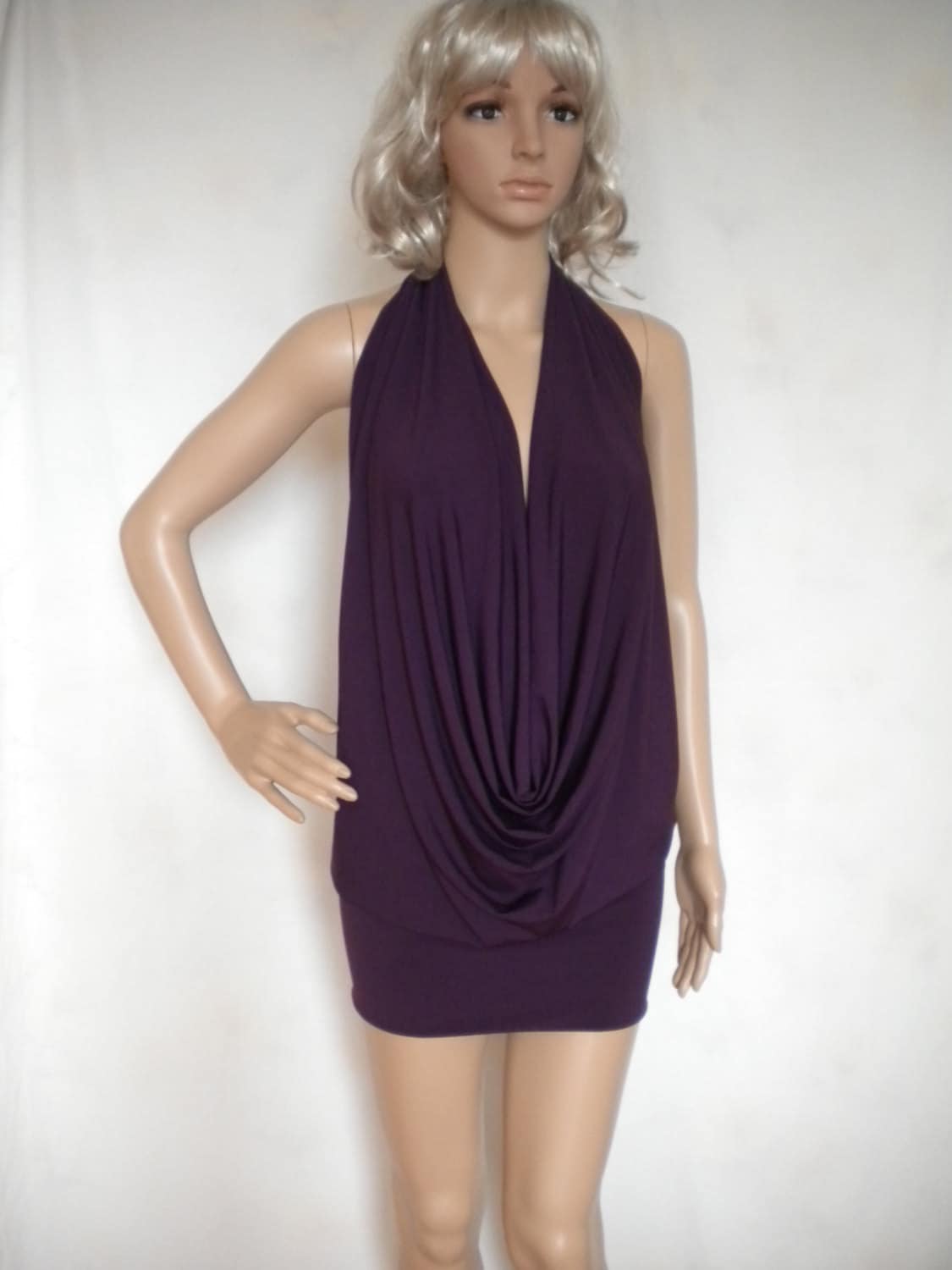 Backless Drape Halter Top, Sexy Mini Dress, Backless Drape Mini Dress ...