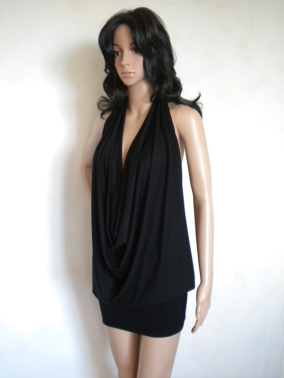 Backless Drape Halter Top Sexy Mini Dress Backless Drape - Etsy