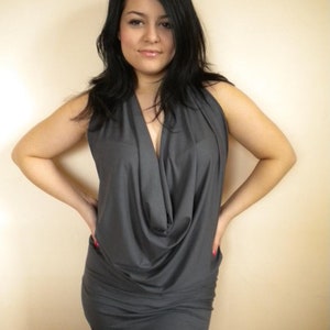 Backless Drape Halter Top, Sexy Mini Dress, Halter Mini Dress, Cold ...