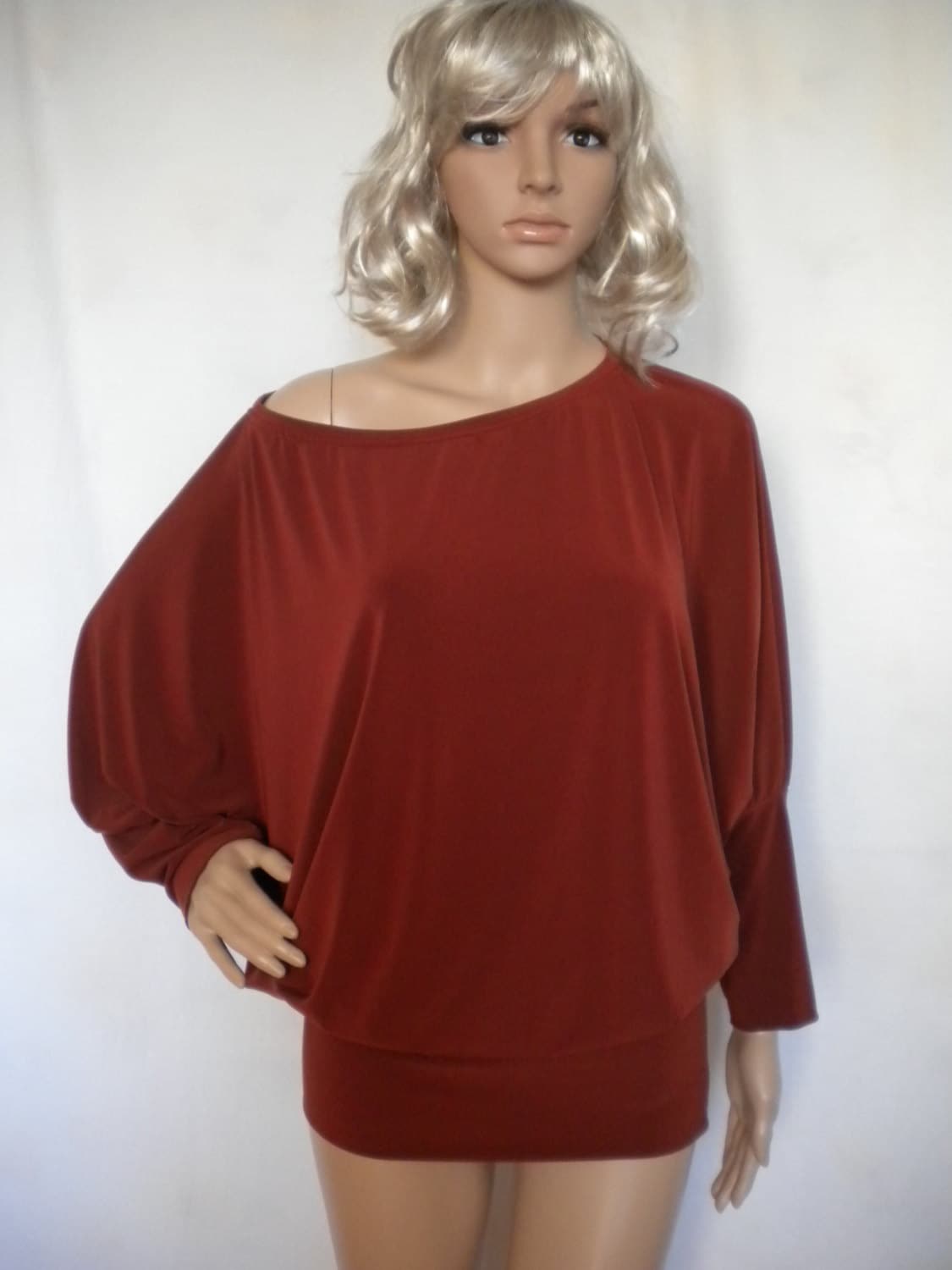 Plus Size off Shoulder Top, Batwing Loose Fitting Shirt, Long Dolman ...