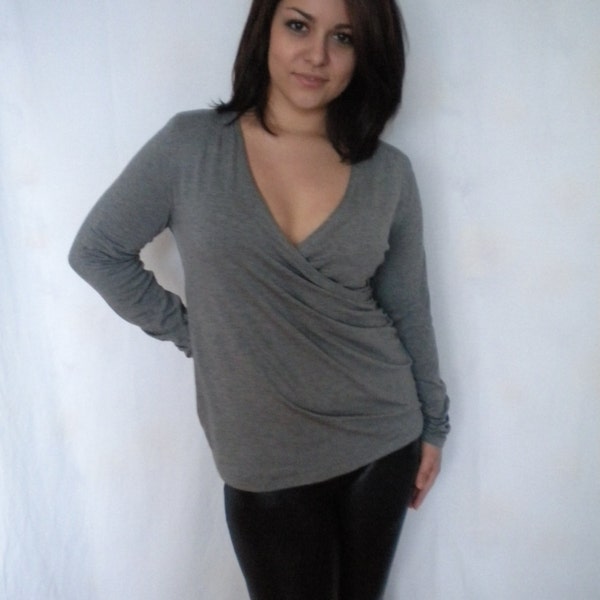 Grey Wrap Top - Etsy