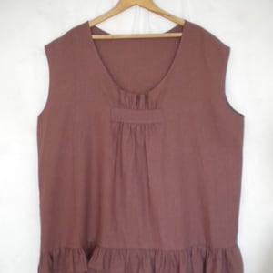 SALE Oversized Linen Tunic, 2X-3X Ruffle Linen Top, Sleeveless ...